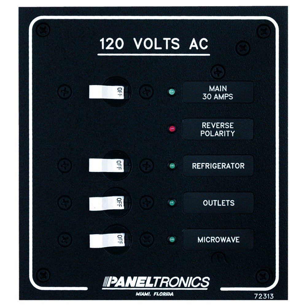 Paneltronics Standard AC 3 Position Breaker Panel & Main w/LEDs - BLDMarine