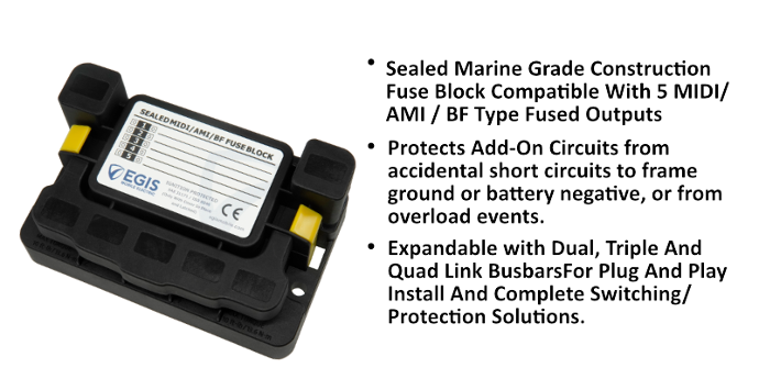 EGIS MOBILE MIDI 5X Fuse Block M8 Inputs - Part Number 3908