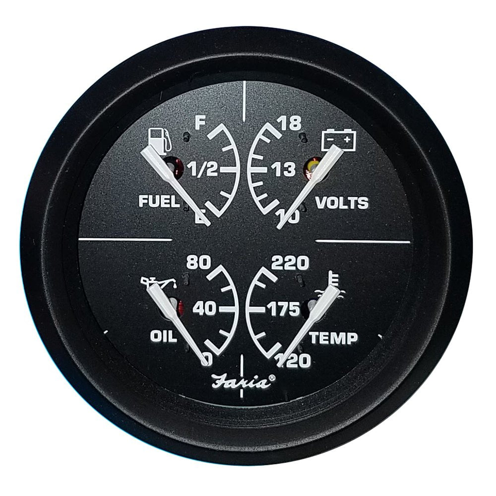 Faria Euro Black 4" Multifunction Gauge - Volt/Fuel/Oil/Water ...