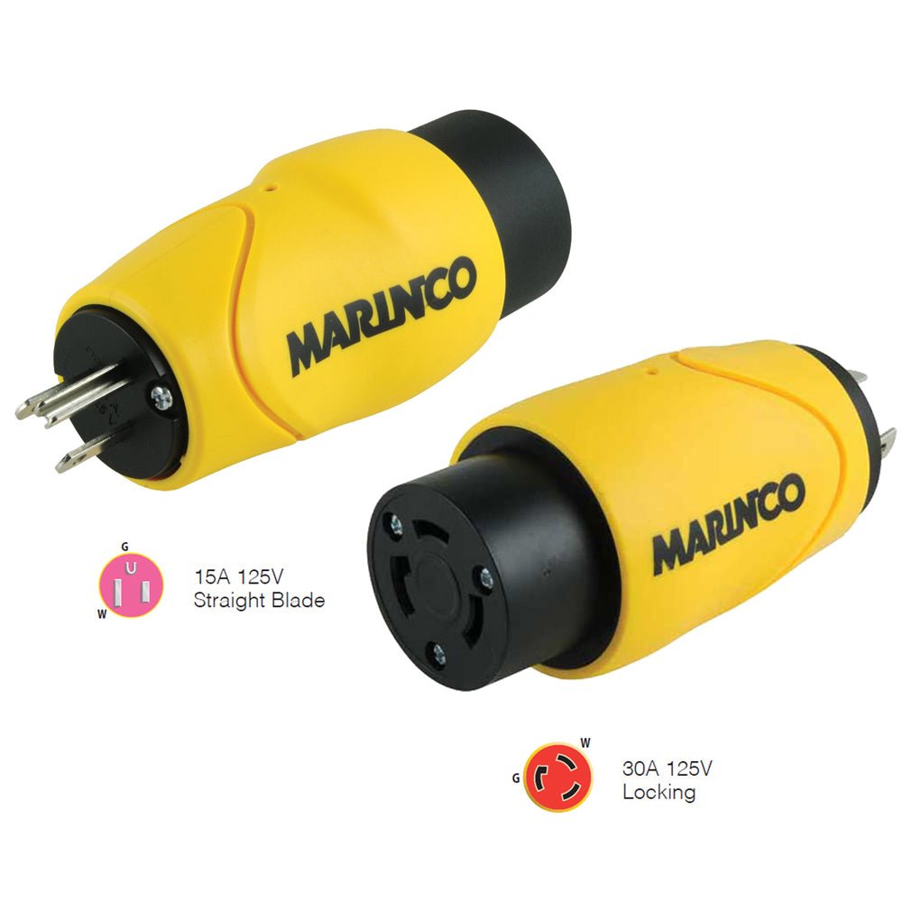 Marinco Straight Adapter 15Amp Straight Male to 30Amp Locking Female ...